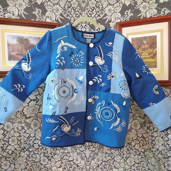 indigo moon | Jackets & Coats | Indigo Moon Blue Block Pattern Boho ...